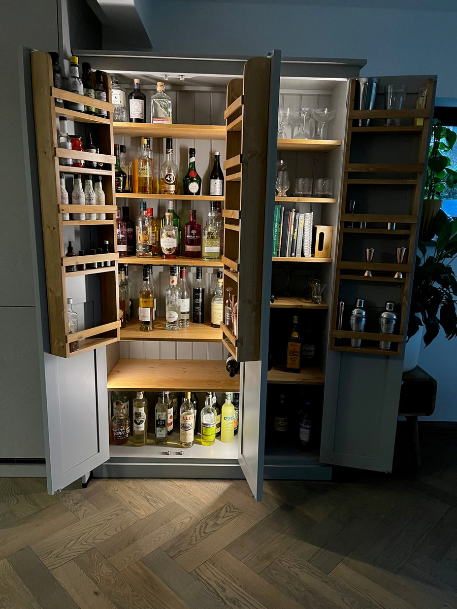 3 Door Cocktail / Drinks Cabinet, Cupboard with Storage Racks 40cm Deep ...