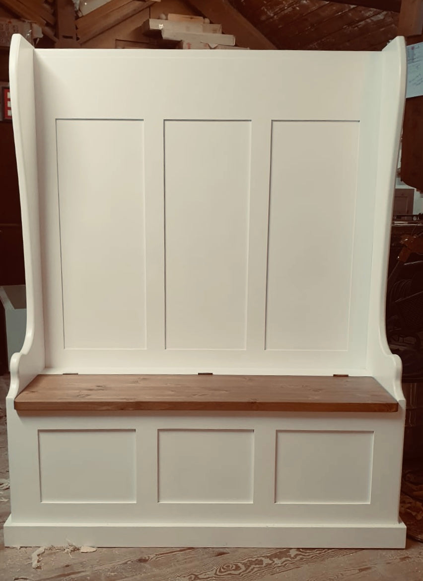 Hallway Porch Settle Pew Monks Bench with Optional Coat Hook and under storage seat