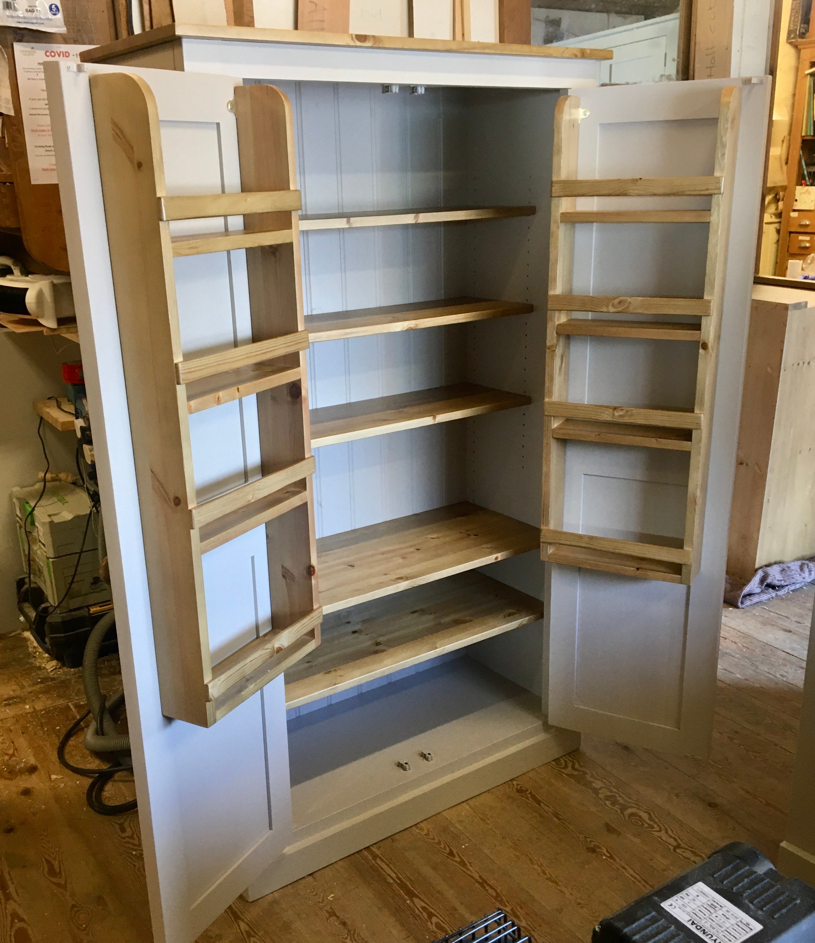Handmade Solid Pine 150cm Medium Height Larder Cupboard with Spice ...