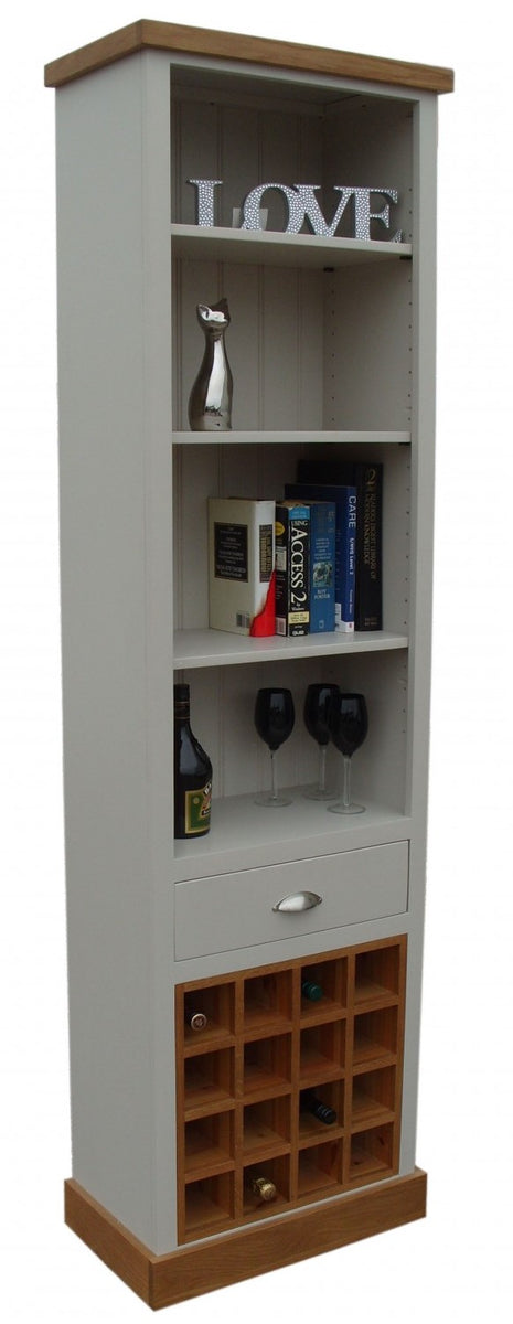 *Tall Display with Wine Rack & Drawer – Cheshire Pine and Oak