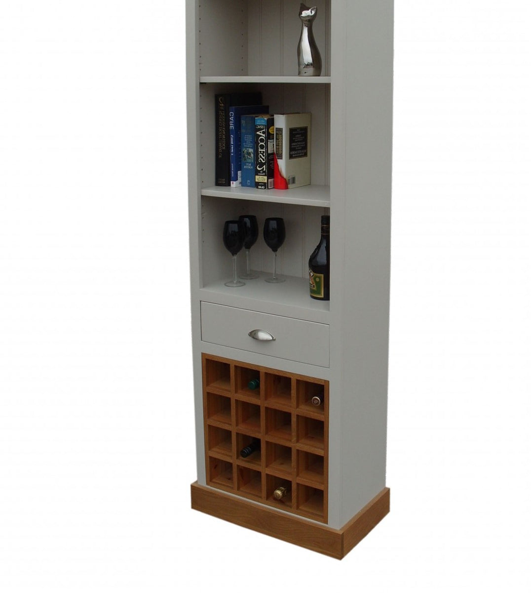 *Tall Display with Wine Rack & Drawer – Cheshire Pine and Oak